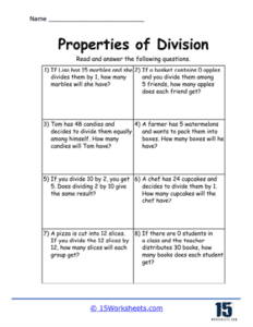 Properties of Division Worksheets - 15 Worksheets.com