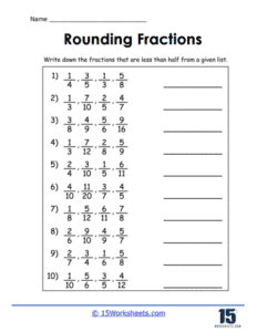 Rounding Fractions Worksheets | Confident Estimation - 15 Worksheets.com