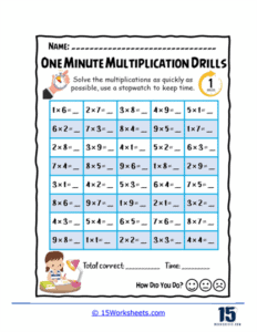 Multiplication Minute Drills Worksheets - 15 Worksheets.com