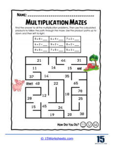 Multiplication Mazes Worksheets - 15 Worksheets.com