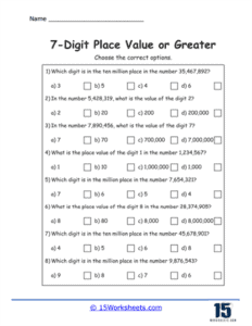 7-Digit Place Value Worksheets - 15 Worksheets.com