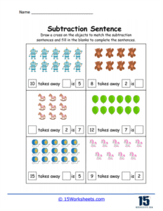 Subtraction Sentence Worksheets - 15 Worksheets.com