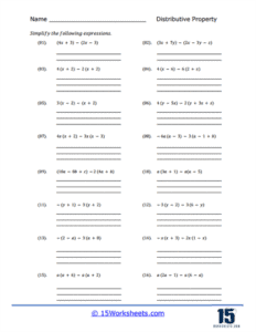 Distributive Property Worksheets - 15 Worksheets.com