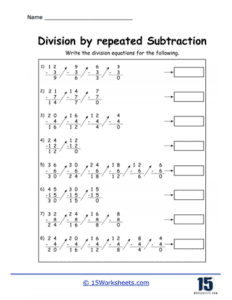 Division as Repeated Subtraction Worksheets - 15 Worksheets.com