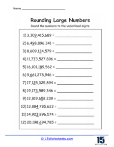 Rounding Large Numbers Worksheets | Estimate Accuracy - 15 Worksheets.com