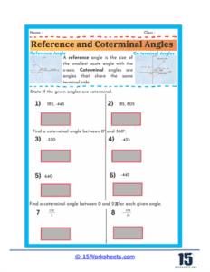 Reference and Coterminal Angles Worksheets - 15 Worksheets.com