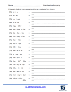 Distributive Property Worksheets - 15 Worksheets.com