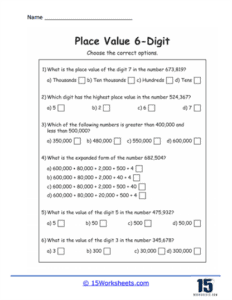 6-Digit Place Value Worksheets | Practice Activity Sheets - 15 ...
