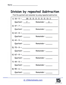 Division as Repeated Subtraction Worksheets - 15 Worksheets.com