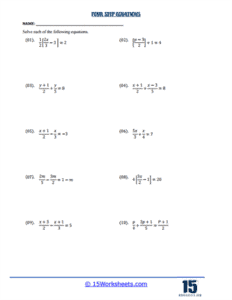 Four Step Equations Worksheets - 15 Worksheets.com