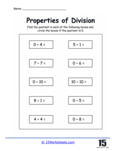 Properties of Division Worksheets - 15 Worksheets.com