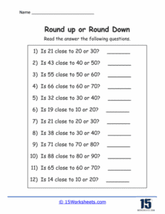 Round Up or Down Worksheets - 15 Worksheets.com