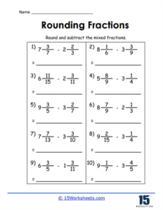 Rounding Fractions Worksheets | Confident Estimation - 15 Worksheets.com