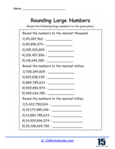 Rounding Large Numbers Worksheets | Estimate Accuracy - 15 Worksheets.com