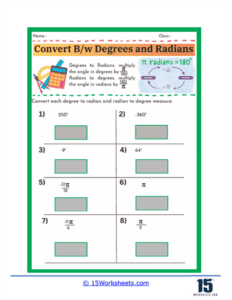 Converting Degrees and Radians Worksheets - 15 Worksheets.com
