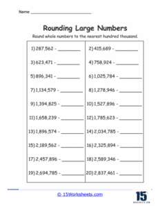 Rounding Large Numbers Worksheets | Estimate Accuracy - 15 Worksheets.com