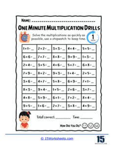 Multiplication Minute Drills Worksheets - 15 Worksheets.com