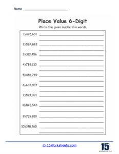 6-Digit Place Value Worksheets | Practice Activity Sheets - 15 ...