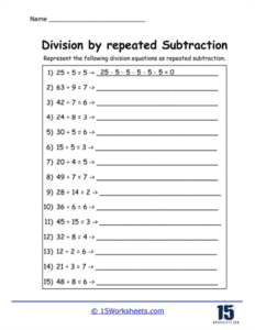 Division as Repeated Subtraction Worksheets - 15 Worksheets.com