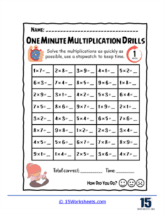 Multiplication Minute Drills Worksheets - 15 Worksheets.com