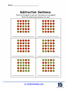 Subtraction Sentence Worksheets - 15 Worksheets.com
