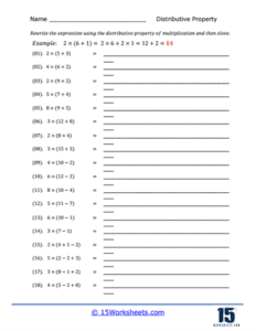 Distributive Property Worksheets - 15 Worksheets.com