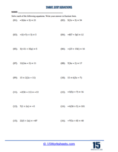 Three Step Equations Worksheets | Algebra Strategy - 15 Worksheets.com
