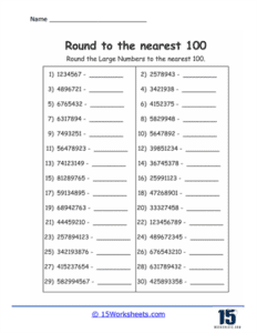 Round to the Nearest 100 Worksheets - 15 Worksheets.com