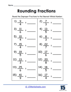 Rounding Fractions Worksheets | Confident Estimation - 15 Worksheets.com