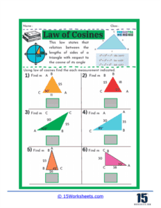 Law of Cosines Worksheets - 15 Worksheets.com