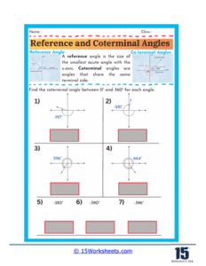 Reference and Coterminal Angles Worksheets - 15 Worksheets.com