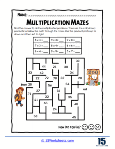Multiplication Mazes Worksheets - 15 Worksheets.com
