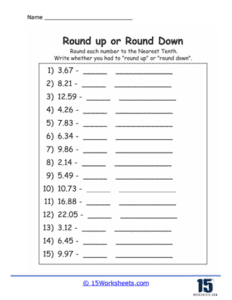 Round Up or Down Worksheets - 15 Worksheets.com