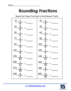 Rounding Fractions Worksheets | Confident Estimation - 15 Worksheets.com