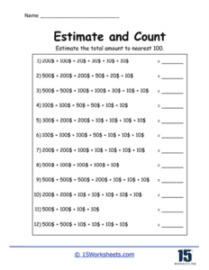Estimate the Count Worksheets - 15 Worksheets.com
