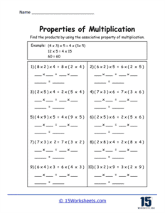 Properties of Multiplication Worksheets | Conceptual Fluency - 15 ...