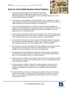 Back to School Worksheets - 15 Worksheets.com