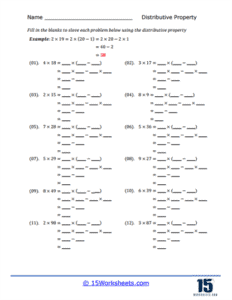 Distributive Property Worksheets - 15 Worksheets.com