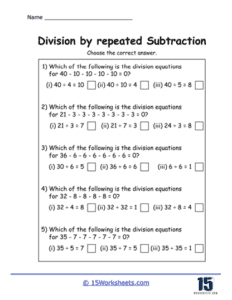 Division as Repeated Subtraction Worksheets - 15 Worksheets.com