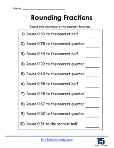 Rounding Fractions Worksheets | Confident Estimation - 15 Worksheets.com