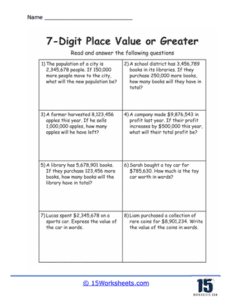 7-Digit Place Value Worksheets - 15 Worksheets.com