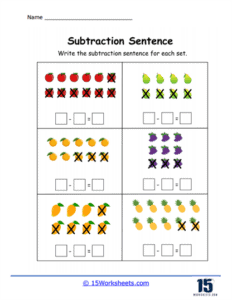 Subtraction Sentence Worksheets - 15 Worksheets.com