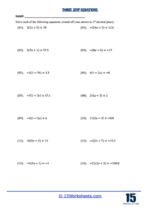 Three Step Equations Worksheets | Algebra Strategy - 15 Worksheets.com