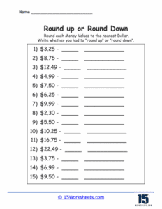 Round Up or Down Worksheets - 15 Worksheets.com