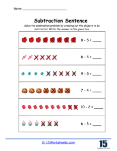 Subtraction Sentence Worksheets - 15 Worksheets.com