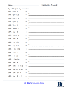 Distributive Property Worksheets - 15 Worksheets.com