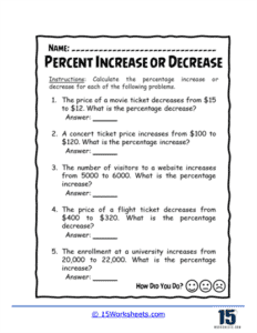 Percent Increase or Decrease Worksheets - 15 Worksheets.com