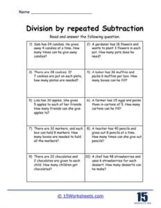 Division as Repeated Subtraction Worksheets - 15 Worksheets.com