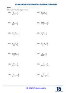 Solving Proportion Equations Worksheets - 15 Worksheets.com