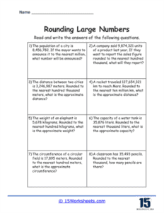 Rounding Large Numbers Worksheets | Estimate Accuracy - 15 Worksheets.com